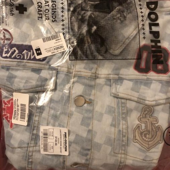 Pink Dolphin | Jackets & Coats | New Pink Dolphin Checkered Denim ...